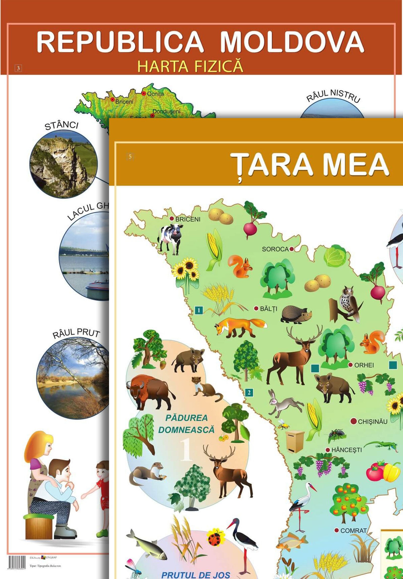 Republica Moldova. Harta fizică și elemente de peisaj; planșe - Editura ...